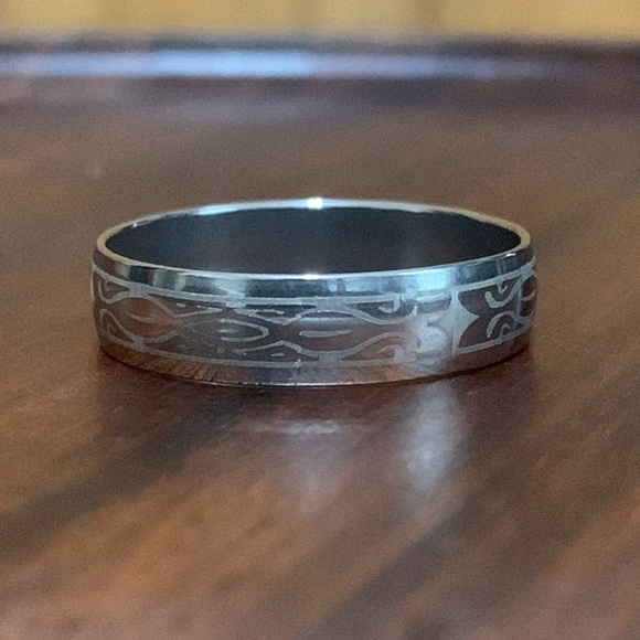Accessories | Stainless Steel Etched Ring Size 125 | Poshmark